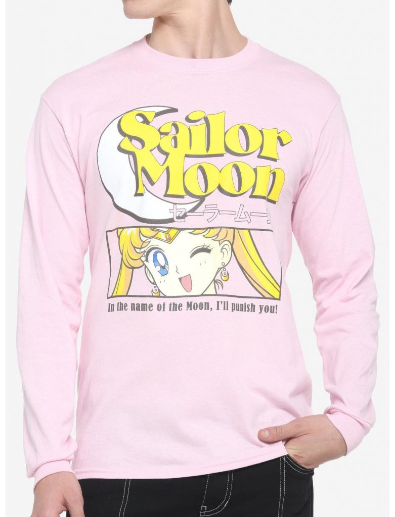 Hot Topic: Mens Pink Long Sleeve Panel Tee